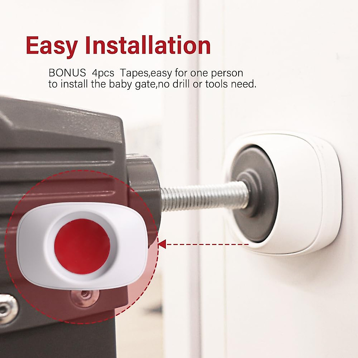 EUDEMON Safety Baby Gate Wall Protector Wall Saver for Pressure Mounted Gate Protect Walls/Baseboard/Stairs/Door Frame/Doorways Work on Pet & Dog Gates Easy to Install (White, 4 Pack)