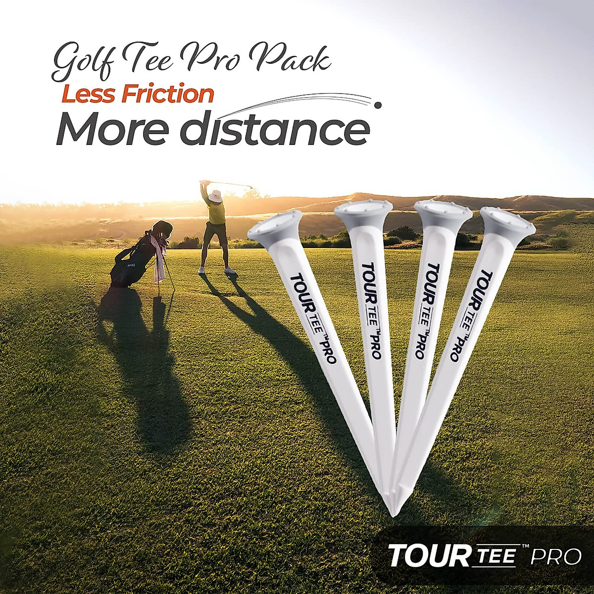 CMC Design Tour Tee Pro Pack - Frictionless Golf Tees for More Distance & Consistent Yards - Reusable, Made with Recycled Plastic & Virtually Unbreakable - Four 3.15” Golf Tees with Standard Cup