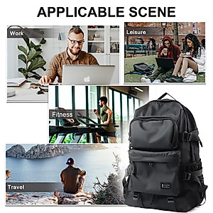 Simple Mens Backpacks for Working with Laptop Compartment,Camping Rucksack School Backpack Bookbag for Men College Students,Lightweight Durable Hiking Travel Computer Bag Fits 15.6 Inch Notebook,Black