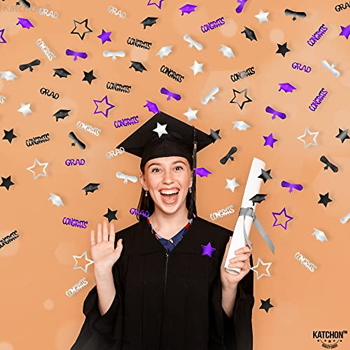 Graduation Confetti 2023 - Pack of 1000 | Grad Confetti 2023 Silver Graduation Decorations 2023 | Graduation Centerpieces for Tables 2023 | Purple Graduation Party Decorations 2023 Confetti Graduation