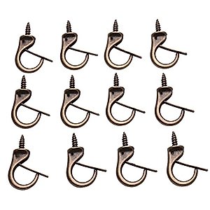 Rddconkit Metal Cup Hooks Safety Windproof Hooks,12 Pieces Metal Hanging Ceiling Hooks Ceiling Screw Hooks for Hanging Plants Indoor Outdoor Use Decorations