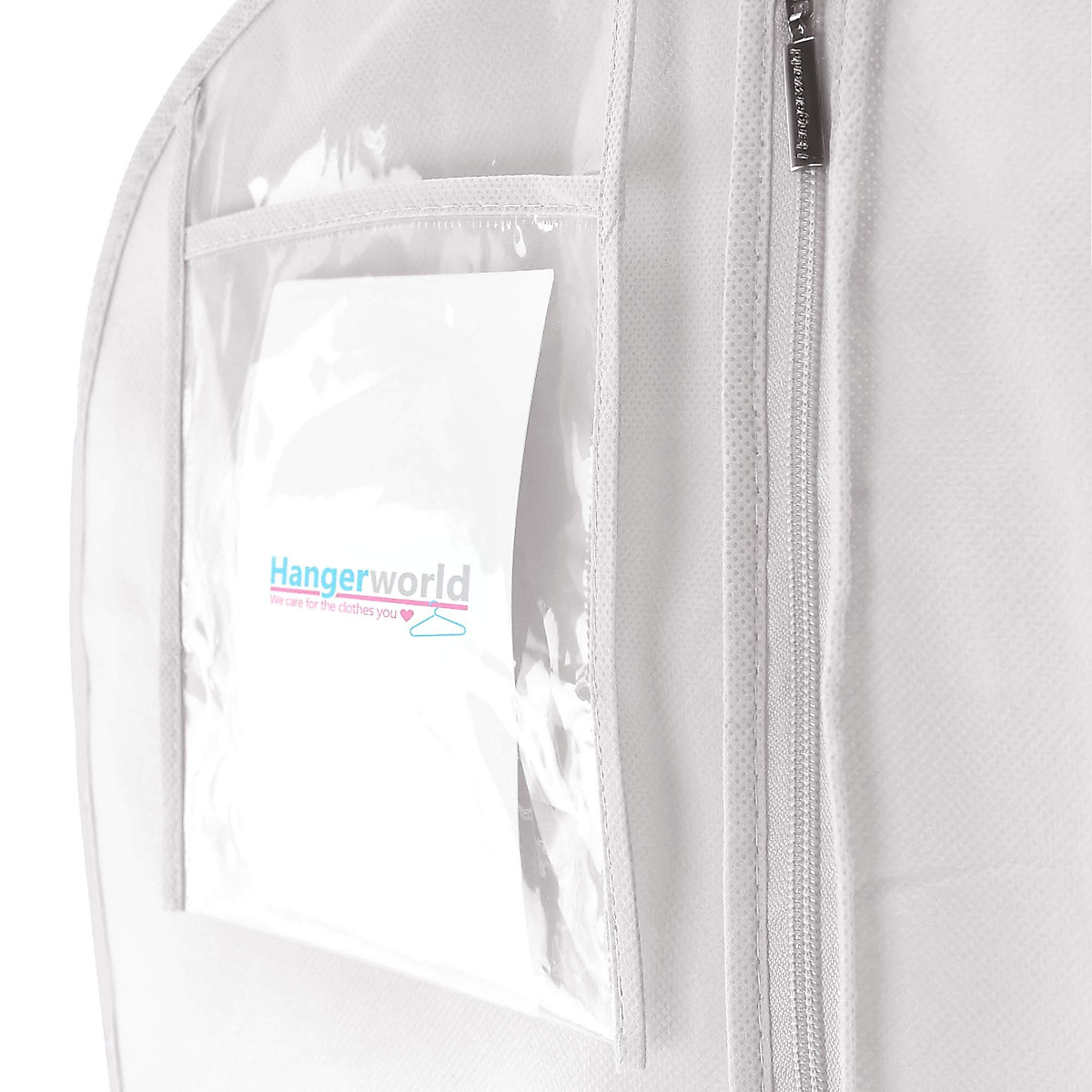 HANGERWORLD Large Wedding Dress Garment Bag Cover - 72" x 24" with Extra Wide Gusset 32" for Long Poufy Dress and Trains, Breathable, Acid-Free (White)