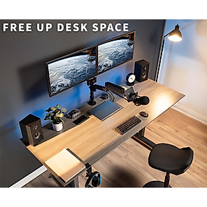 VIVO Universal Steel Microphone VESA Adapter Kit, Tabletop Mic Mounting Bracket with VESA 75x75mm and 100x100mm, Black, MOUNT-V00MIC