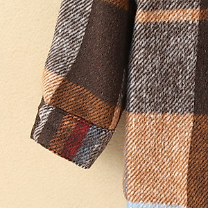 Acuteok Toddler Long Sleeve Shirt Baby Boy Girl Casual Plaid Button Down Flannel Shirt Tops for Kids Fall Winter Clothes (A Brown,3-4T)