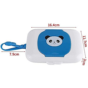 Wet Wipes Storage Box, Baby Portable Wipes Dispenser Travel Refillable Container for Car Bathroom Living Room Outdoor Use (White&Blue)