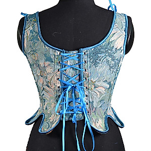 Womens Sexy Bustier Corset Y2K Eyelet Lace-up Floral Print Push Up Crop Tops Vintage Tank Top Party Clubwear Bodice X-Large