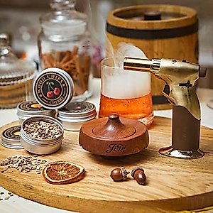 Cocktail Smoker Kit Whiskey Smoker Kit with Torch and Wood Chips-Old Fashioned Chimney Drink Smoker for Cocktails, Whiskey & Bourbon, Ideal Gifts for Men, Boyfriend, Husband, Dad (No Butane)