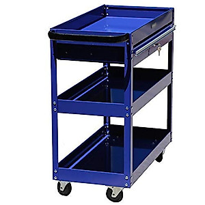 JF-XUAN Cart Multifunction Portable Hand Trucks Recycling Vehicles,Tool Trolley Cart 3-Tier Multifunction Drawer Type Organizer Workshop Handling Parts Car, Bearing 100Kg, Blue,700x350x760mm