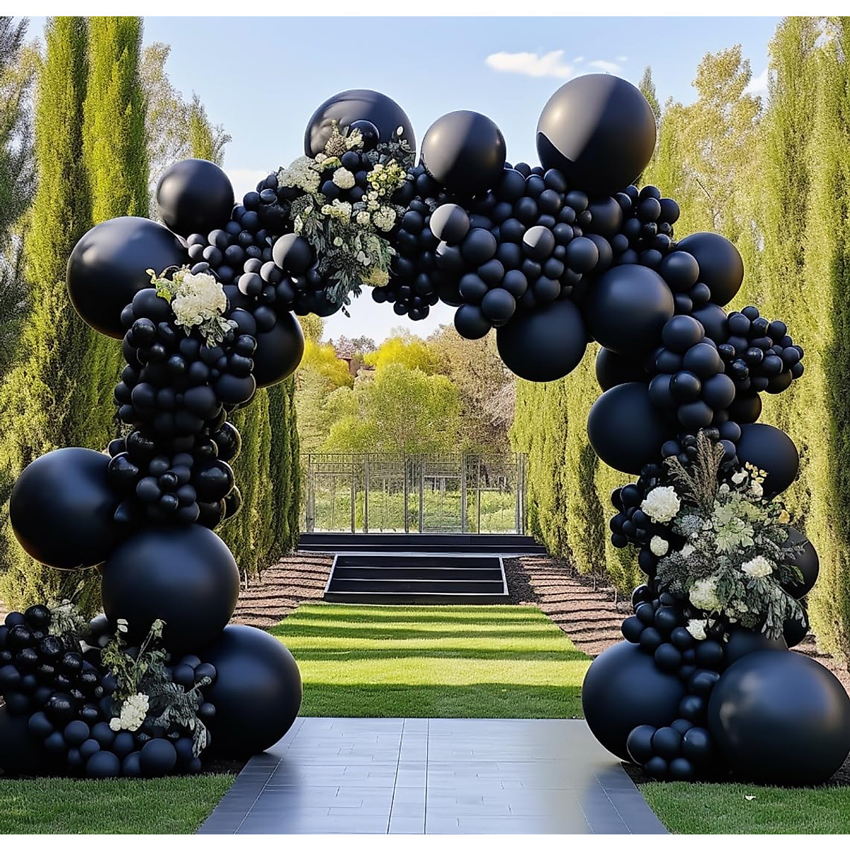 Dark Green Black Balloon Garland Double Stuffed Balloons Different Sizes Latex Emerald Green Black Balloon Hunter Green Black Balloon Arch Kit for Birthday Baby Shower Christmas Safari Party decoratio