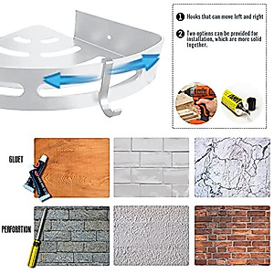 HXBYX Corner Shower Caddy Adhesive Shower Shelves Bathroom Shelf, 2 Pack No Drilling Shower Corner Organizer with Hooks Wall Mounted Aluminum Storage Rack for Bathroom Kitchen Dorm