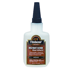 Titebond Instant Bond Medium Adhesive, 5-Second Bond, Home Repair, Woodworking, Crafts, Hairline Cracks, Filling Wood Knots, 4 oz. 6212