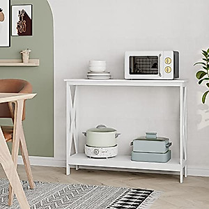 ITUSUT Console Sofa Table for Entryway with 2 Tier Shelves, Narrow Entryway Table for Living Room with Sturdy Engineering Wood and Strong Construction, Easy to Assembly, White