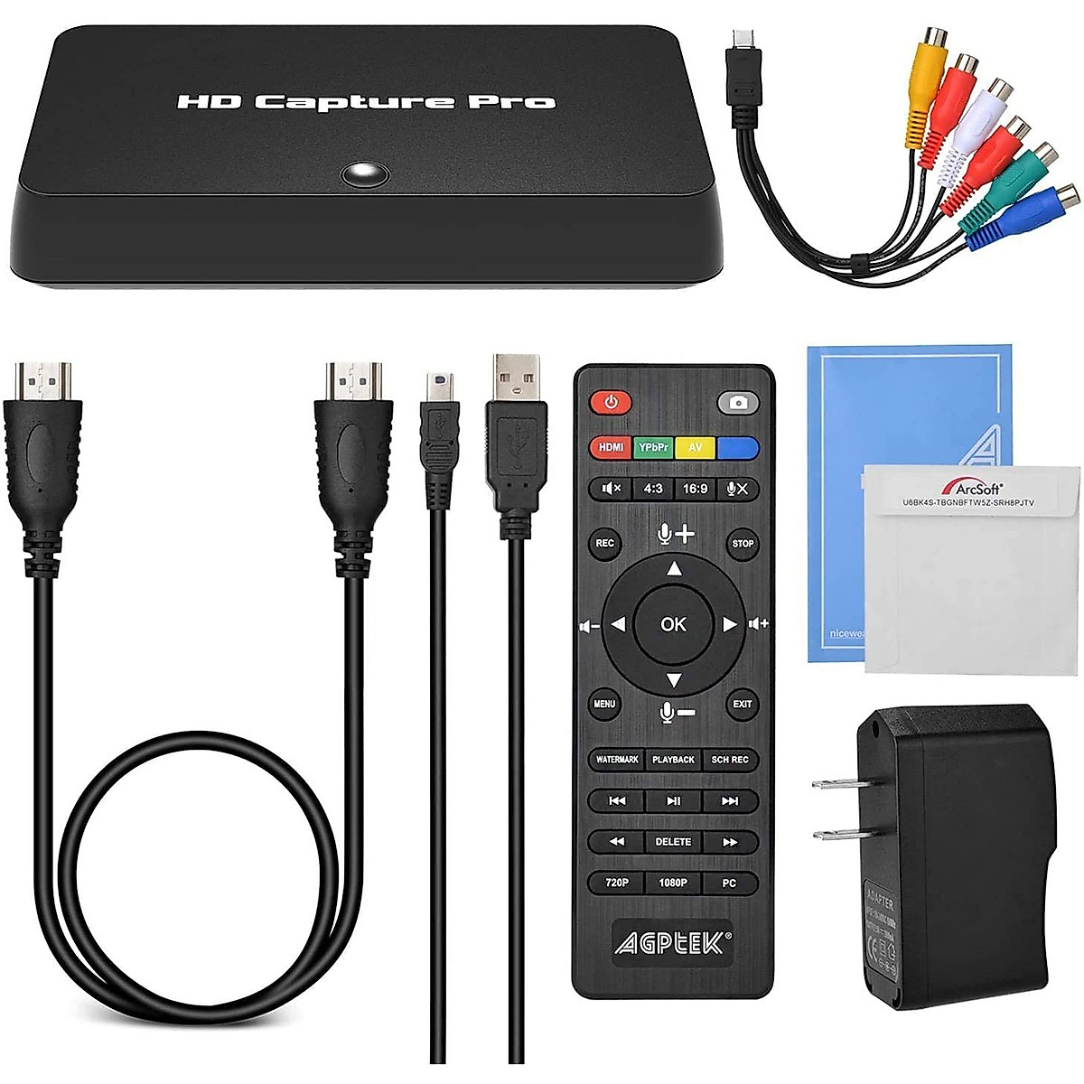 Ezcap295 1080P Game Capture Card via HDMI/Ypbpr/AV Input with Schedule Recording/Remote Control Compatible with Nintendo Switch PS4 and PS3, Xbox one, N64, Blu-Ray