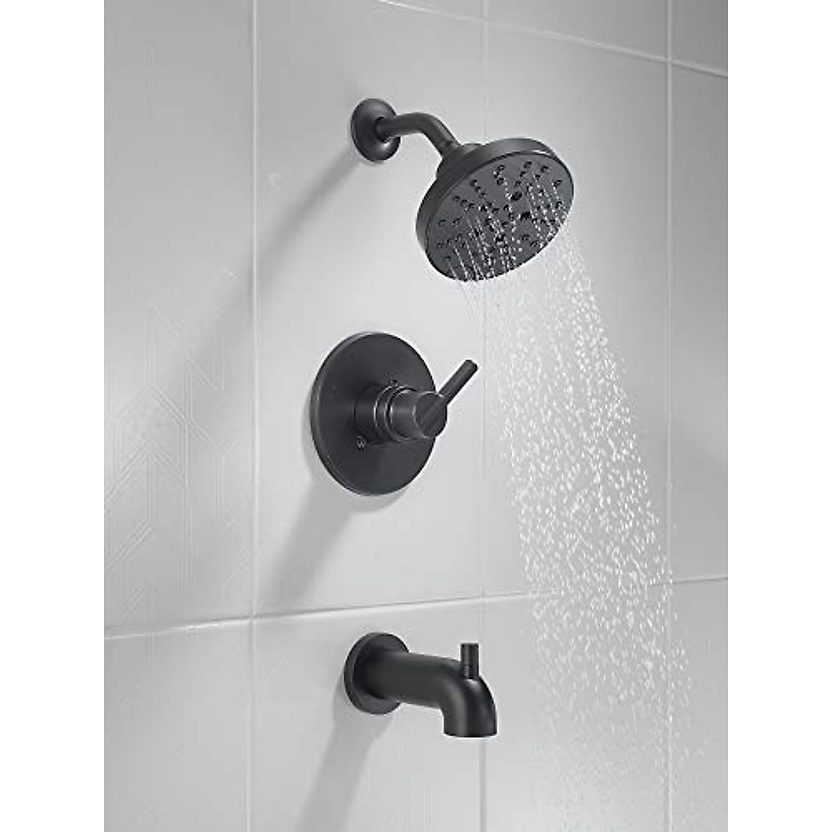 Delta Faucet Nicoli 14 Series Single-Handle Tub and Shower Trim Kit, Shower Faucet with 5-Spray H2Okinetic Shower Head, Matte Black 144749-BL (Shower Valve Included)