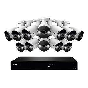 Lorex N4K3SD-1612WB 4K Smart Deterrence 16 Channel Surveillance System w/ N862A63B 4K 3TB Fusion NVR and 12 E892AB 4K Smart Deterrence Bullet Cameras