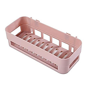 Self-Adhesive Bathroom Plastic Basket Punch Free Wall Mounted Kitchen Drain Box Shelf Toilet Storage Rack Organizer Adhesive Bathroom Plastic Basket