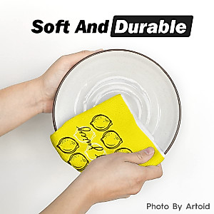 Artoid Mode Lemon Stay Juicy Summer Kitchen Towels Dish Towels, 18x26 Inch Seasonal Decoration Hand Towels Set of 4