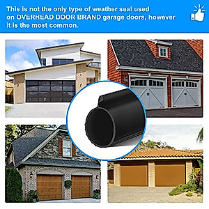Weatherproofing Garage Door Seals Fits Overhead Door P-Bulb Garage Door Bottom Weather Seal,Replacement Overhead 18FT Wide Doors (Black) (18FT)