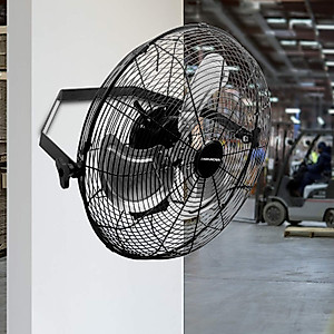 KEN BROWN 18 Inch Wall Mount Fan Outdoor, 4300CFM Metal Wall Fan, 3-Speeds High Velocity Wall Mounted Fan for Patios, Greenhouse, Garage, Gazebo, Barn, Shop, Industrial