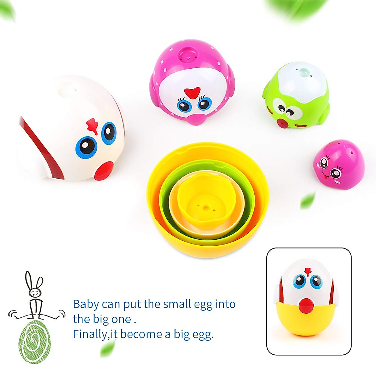 AMOSTING Easter Egg Toys for Toddler, Nesting & Stacking Eggs with Toys Inside, Easter Basket Stuffers Gifts for Toddler Girls Boys, Easter Eggs Hunt, Easter Egg Fillers, Easter Party Favor