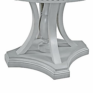 MengK Retro 5-Piece Dining Set Extendable Round Table and 4 Chairs for Kitchen Dining Room(Antique Gray Oak)