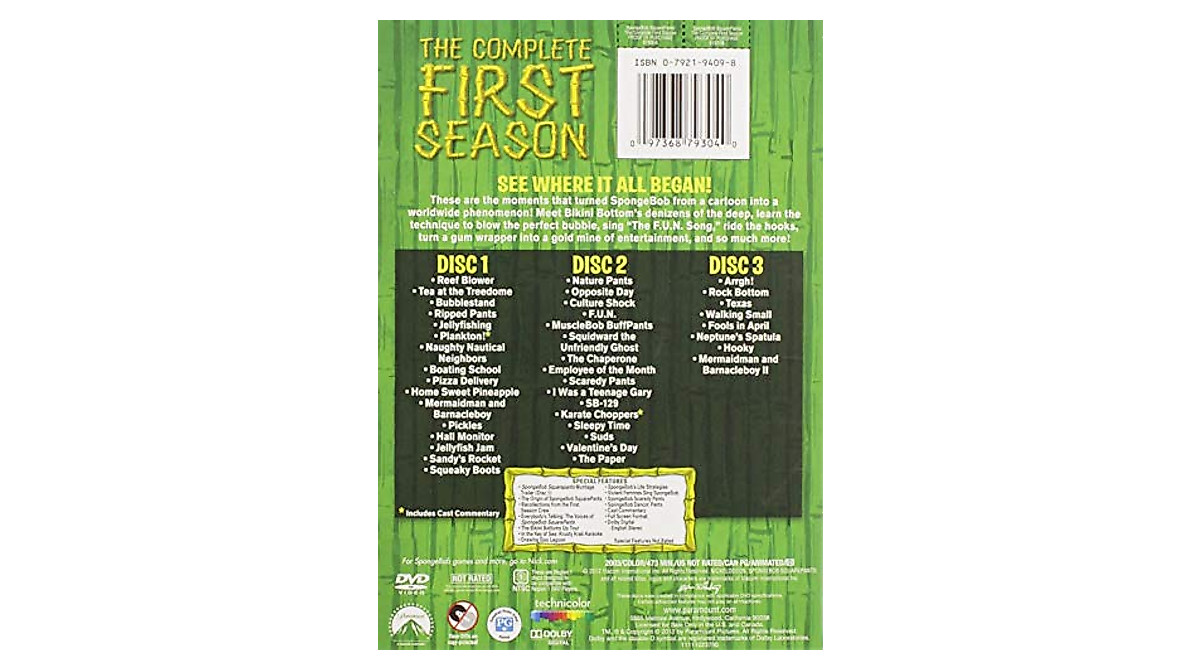 Spongebob Squarepants - The Complete 1st Season (DVD, 2003, 3-Disc Set ...