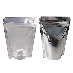 Belinlen 100 PACK 4 x 6 Inch Zipper Mylar Bags Stand Up Mylar Zip Lock Bags Clear Silver Bags Reusable Food Storage Aluminum Foil Pouch Bags for Multipurpose with Gusset Bottom(5.5mil Thickness)