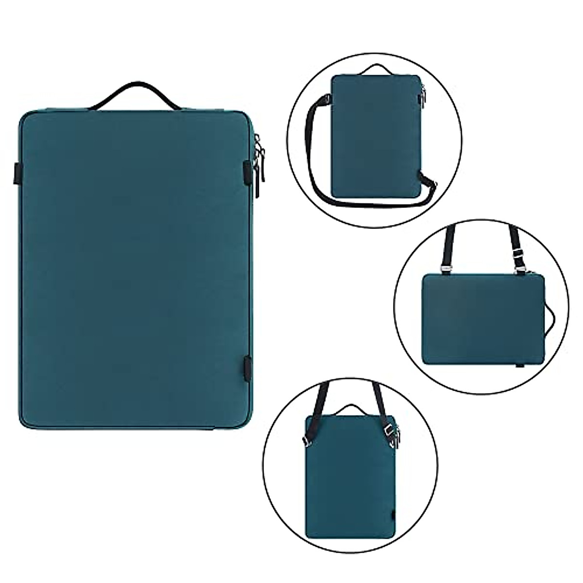 DOMISO 15.6 Inch Waterproof Laptop Sleeve Canvas with USB Charging Port Headphone Hole for 15.6" Laptops/Apple/IdeaPad/Acer Aspire E15 / HP Envy 15 / Dell/ASUS, Turquoise