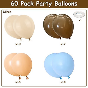60 PCS Sage Green Dark Brown Beige Latex Balloons Set with Metallic Gold Balloons, Olive Green Gold Nude Coffee Party Balloon for Jungle Safari Woodland Birthday Decorations (Green)