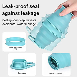 Shozxlcci Collapsible Water Bottle, Reusable Silicone Foldable Leak Proof Portable Sports Travel Water Bottles