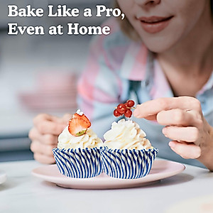 Regency Wraps Greaseproof Professional Grade Standard Baking Cups, Pack of 40, Blue Pisa Stripe