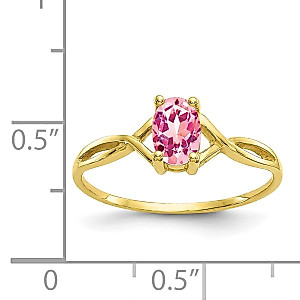 IceCarats 10K Yellow Gold Pink Tourmaline Ring Gemstone Band October Birthstone Jewelry Size 7.00