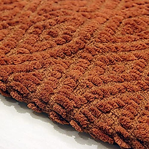 JOOJA Throw Blanket for Couch Knit Blanket Textured Chenille Blanket for Bed Super Soft Cozy Warm Blanket with Tassels for Chair Sofa Living Room, 50x60 Inches Burnt Orange