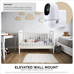 Adhesive Wall Mount for Nooie Cam 360 Baby Monitor Camera Shelf Holder, Easy to Install, No Tools Needed, No Mess, No Drilling, Strong Mount, White by Brainwavz
