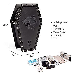 通用 12 Constellation Style Bag Lady Fashion Hand Embroidery Pattern Backpack Steampunk Leather Daypack Outdoor Black Handbags for Women