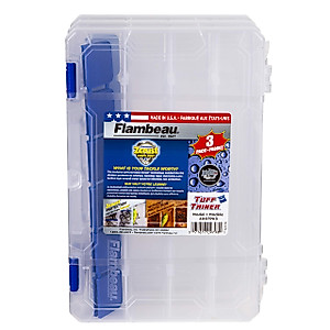 Flambeau Outdoors 4007PK3 Fishing Tackle Boxes - 3 Pack, Includes 36 Dividers, Clear Tackle Box Fishing Lure Organizer, Tuff Tainer Tackle Box with Zerust Anti-Rust Dividers