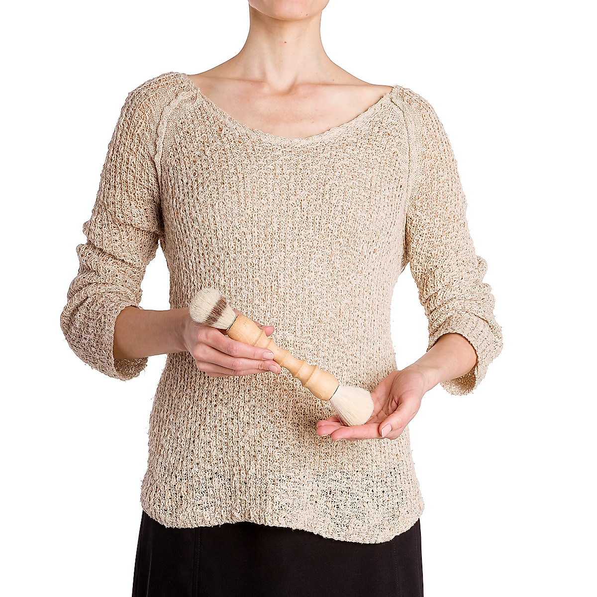 Redecker Double Dust Brush with Oiled Beechwood Handle, Goat Hair and Pig Bristle Brush Heads, Made in Germany