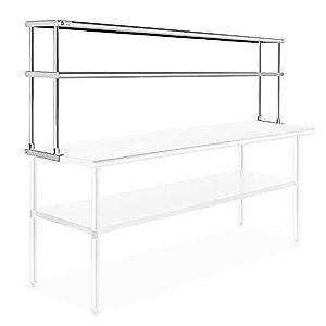GRIDMANN NSF Stainless Steel Commercial 2 Tier Double Overshelf 72 in. x 12 in. for Kitchen Prep & Work Table
