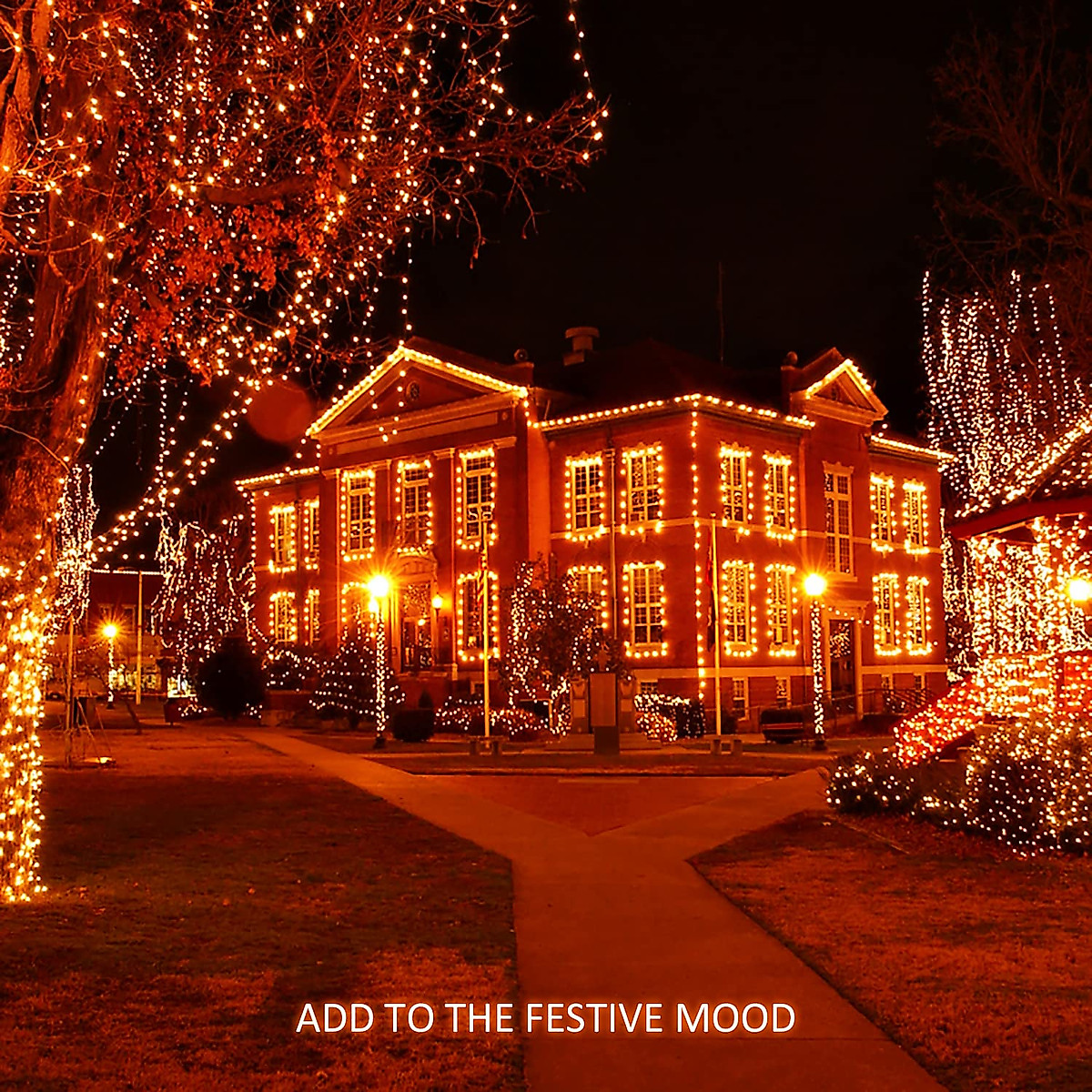 POTIVE Orange Halloween Lights, 2 Pack Each 75.5Ft 200 LED Orange String Lights Outdoor, 8 Modes Solar Orange Lights for Thanksgiving Yard Tree Fall Christmas Halloween Decoration