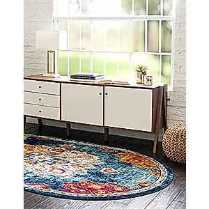 Rugs.com Parker Collection Rug – 4' X 6' Oval Multi Medium Rug Perfect for Living Rooms, Large Dining Rooms, Open Floorplans