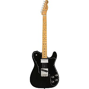 Fender Vintera 70s Custom Telecaster Electric Guitar, with 2-Year Warranty, Black, Maple Fingerboard