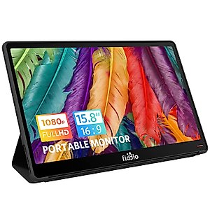 FIODIO FHD 1080P Portable LED Monitor, 15.8 Inch USB Type-C Computer Display IPS Eye Care Screen for Laptop PC MAC Phone Xbox Switch