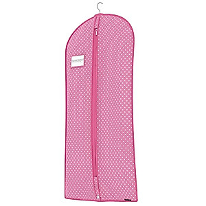 HANGERWORLD Pink Polka Dot Suit and Dress Garment Bags for Storage - 45inch x 22inch - Breathable Clothes Covers Protecting Dusts Closet Storage