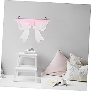 ORFOFE 1Pc Wooden Wall Mounted Storage Rack with Bowknot Decor Practical Indoor Organizer for Home Office Nursery Stylish and Functional Wall Shelf