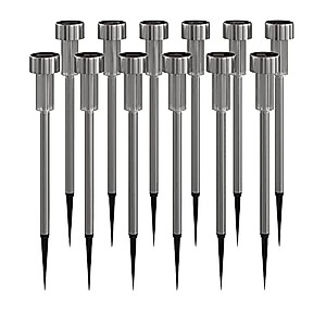 Flash Furniture DN-SL104-12-SS-GG 12 Pack Stainless Steel LED, Weather Resistant Outdoor Solar Powered Lights for Pathway, Garden, & Yard