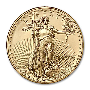 2022 1/10 oz American Gold Eagle Coin Brilliant Uncirculated with Original United States Mint Box and Certificate of Authenticity $5 BU