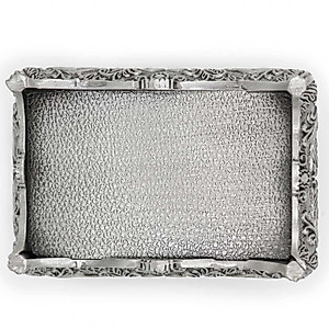 AVESON Rectangle Antique Metal Jewelry Box Trinket Storage Organizer Gift Box Chest Ring Case with Floral Engraved for Girls Ladies Women, Small