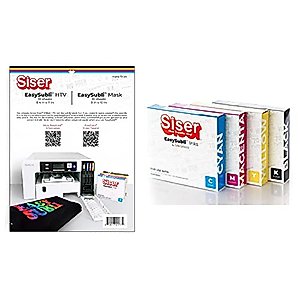 Sawgrass EASYSUBLI Sublimation Ink cartridges for SG500 Printer (Full Set) Bundle with EasySubli HTV Heat Transfer Vinyl - 10 Sheets EasySubli 8.4x11 and 10 Sheets EasySubli Mask 8x10 for Siser Users