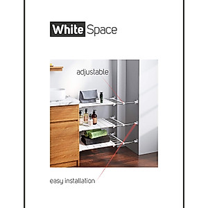 Whitespace Expandable Closet Tension Shelf - Stainless Steel 9.45 in. x 24 in. x 40 in. Adjustable Shelf, Kitchen Cabinet Storage Maximizer, Additional RV Storage, Heavy Duty Tension Rods (10x24)