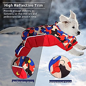 SUNFURA Winter Dog Coats, Warm Dog Down Jacket with 4 Legs, Reflective Windproof Puppy Turtleneck Snowsuit for Cold Weather, Lightweight Padded Puffer Dog Vest Apparel for Small Medium Dog